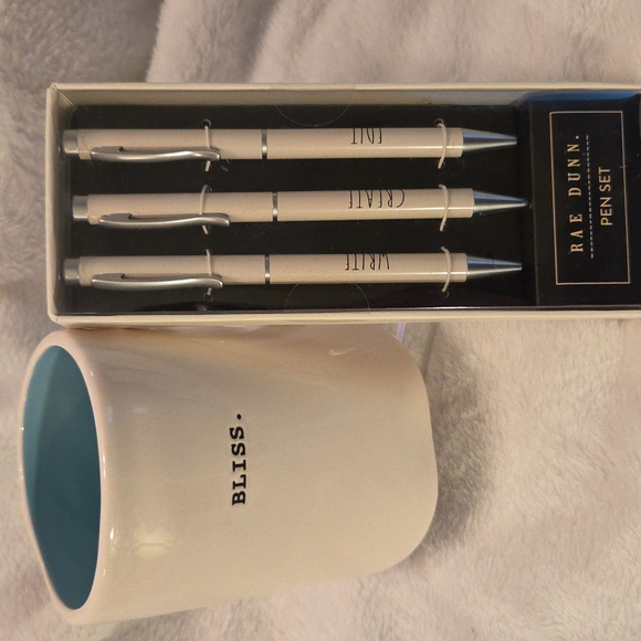 Rae Dunn | Accessories | Rae Dunn Cream Mug And Pen Set Of 3 In Box ...